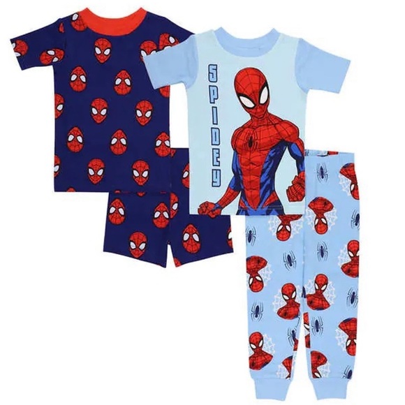 Marvel | Pajamas | 4 Piece Marvel Spiderman Cotton Pajama Set | Poshmark